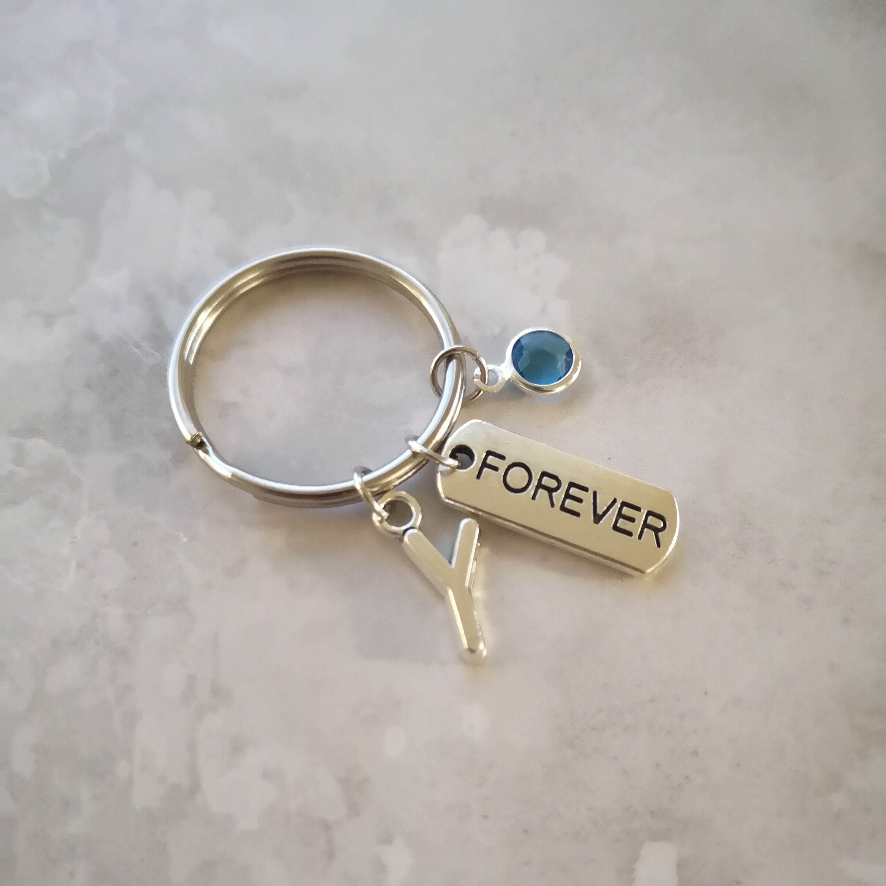 Forever keyring personalized keychain initial keychain | Etsy