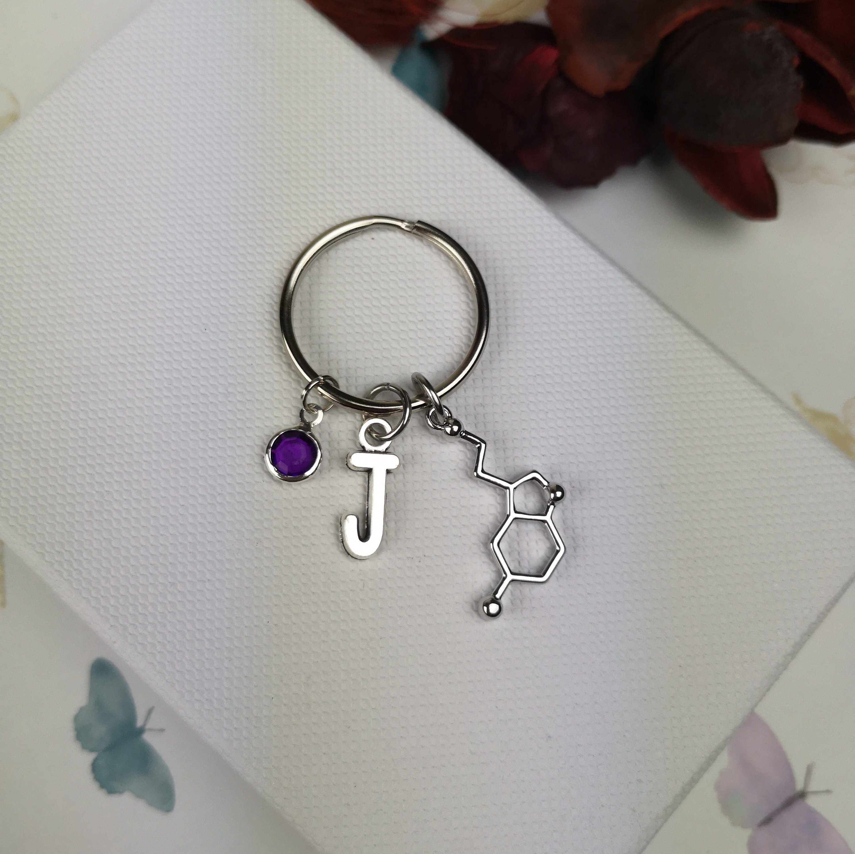 Serotonin Keychain, Serotonin Molecule Keyring, Science Jewelry ...