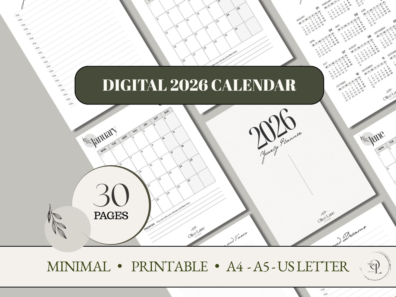 2026 Yearly Planner Printable | Monthly Planner Pages | A4 - A5 ...