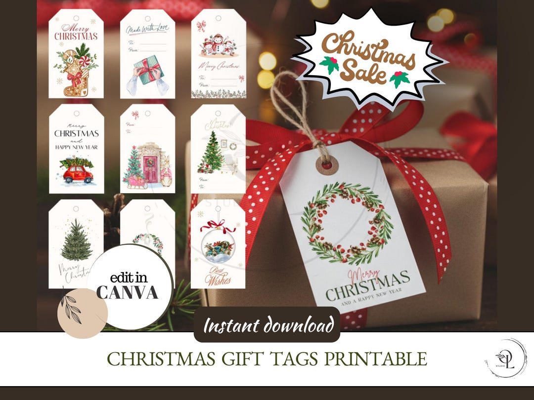 Rustic Christmas Gift Tags | Holiday Presents, DIY Labels (instant ...