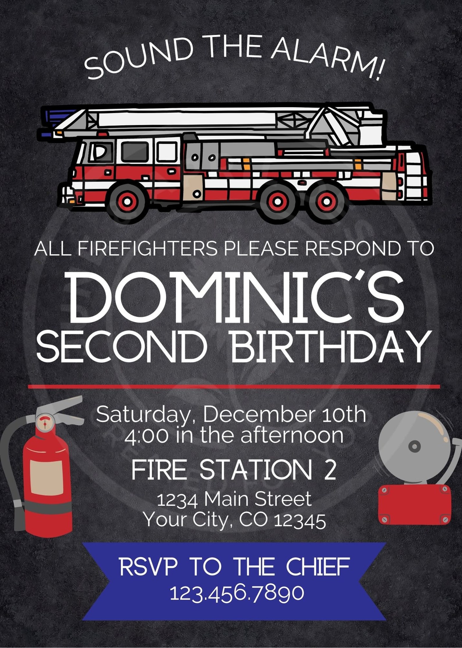 Firefighter Birthday Invitation Fire Truck First Responder - Etsy