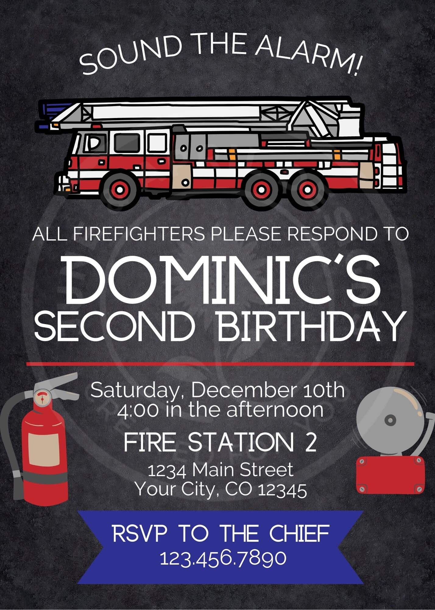 Firefighter Birthday Invitation Fire Truck First Responder - Etsy