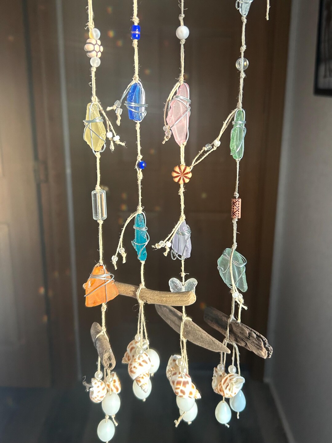 Sea Glass Strand Wire Wrapped Beach Glass Coastal Decor Window Sun ...