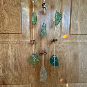 Beach Glass Mobile Driftwood Shell Hanger 3 Strands Ocean Decor Sea ...