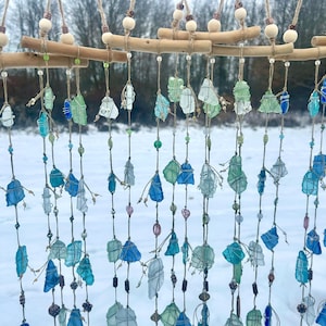 Sea Glass Mobile: Wire-wrapped Beach Decor With Driftwood Coastal Decor ...