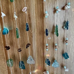 Beach Glass Mobile Driftwood Shell Hanger 3 Strands Ocean Decor Sea ...