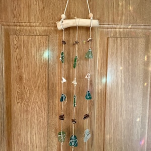 Beach Glass Mobile Driftwood Shell Hanger 3 Strands Ocean Decor Sea ...