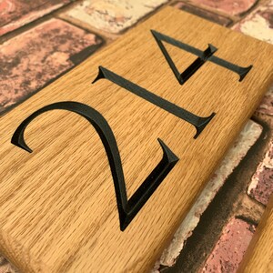 Personalised Solid Oak Deep Engraved House Number Plaque - Etsy UK