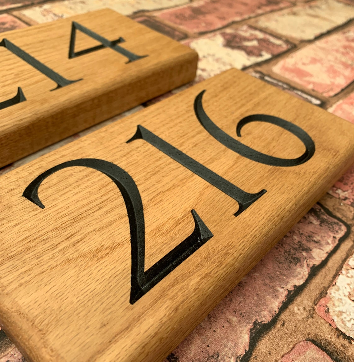 Personalised Solid Oak Deep Engraved House Number Plaque - Etsy UK