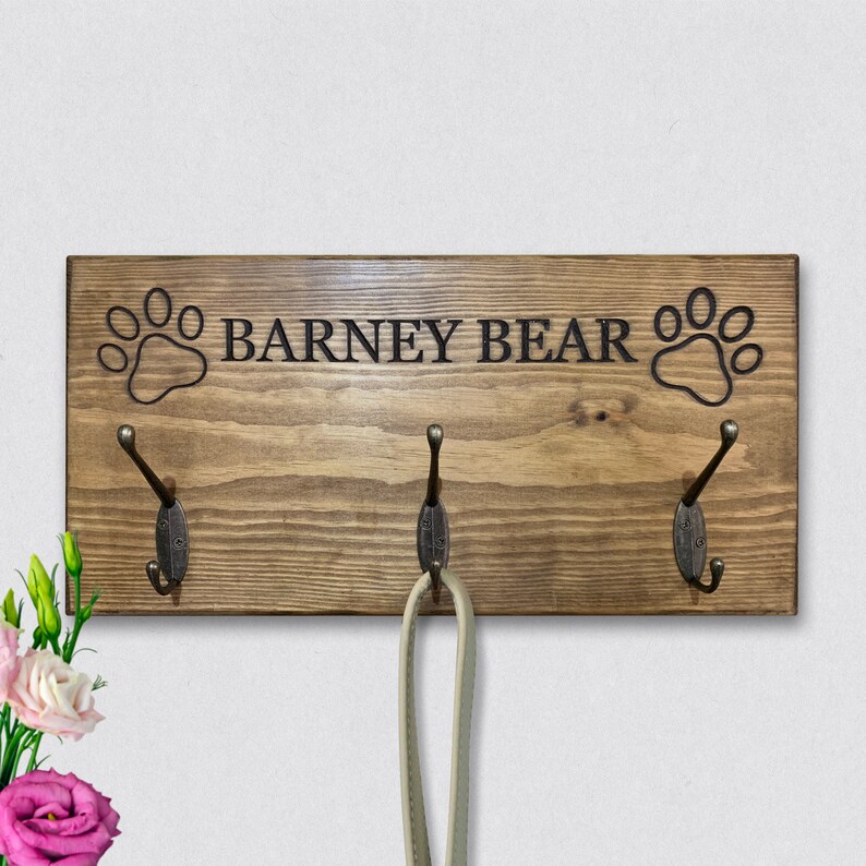 Personalised Engraved Wooden Dog Lead Holder Any Name Can Be | Etsy