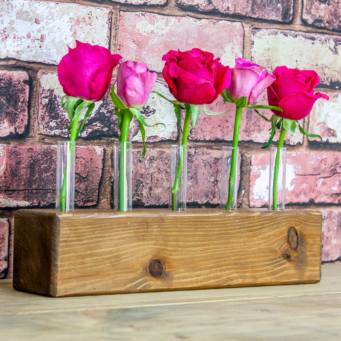Rustic Wooden Test Tube Flower Stand - With Glass Test Tube - Test Tube ...