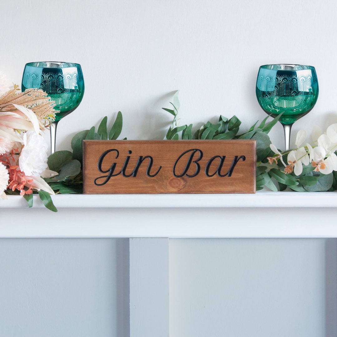 Engraved Rustic Wooden 'gin Bar' Sign - Ideal Present/gift for Your ...