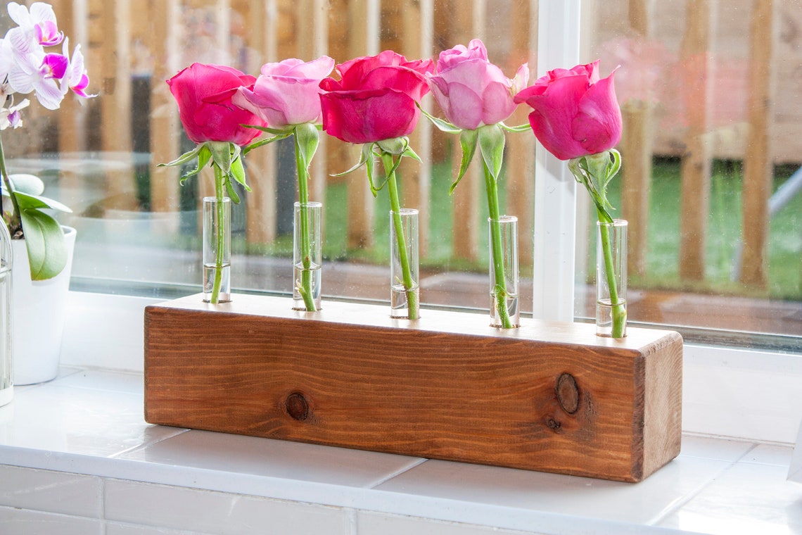 Rustic Wooden Test Tube Flower Stand With Glass Test Tube - Etsy