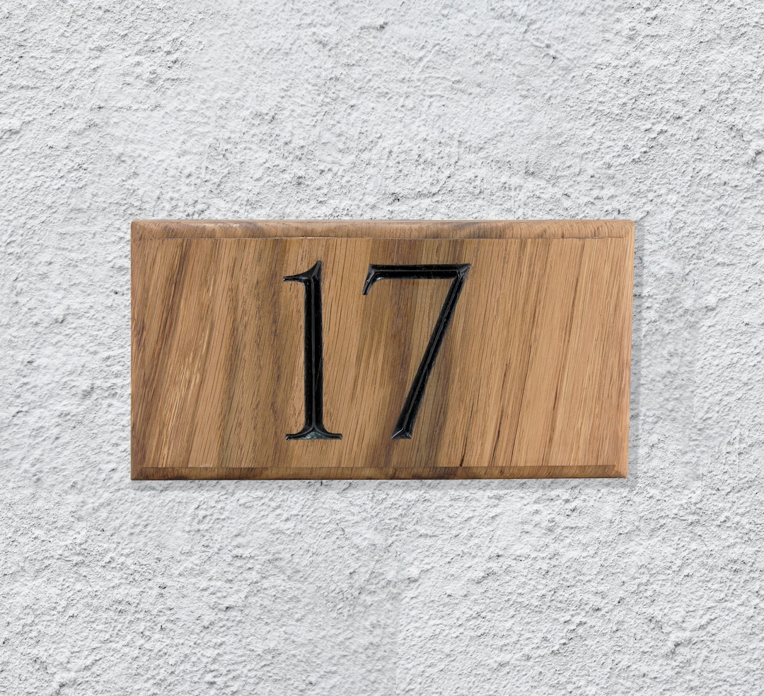 Personalised Solid Oak Deep Engraved House Number Plaque - Etsy UK