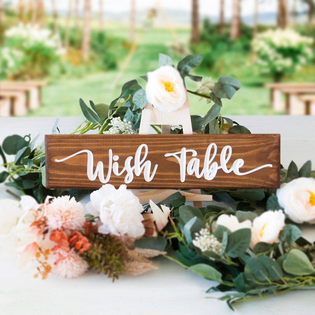 Engraved Wooden Wish Table Wedding Sign - 40 X 9.5 X 2cm - Top Table ...