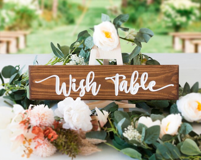 Engraved Wooden Wish Table Wedding Sign - 40 X 9.5 X 2cm - Top Table ...