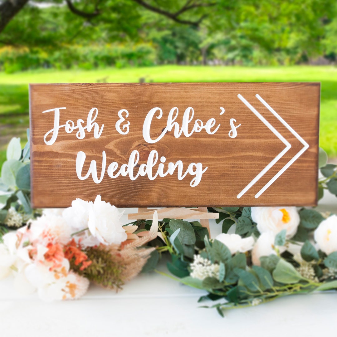 Personalised Engraved Wooden Wedding Direction Sign - 50 X 22 X 2cm ...