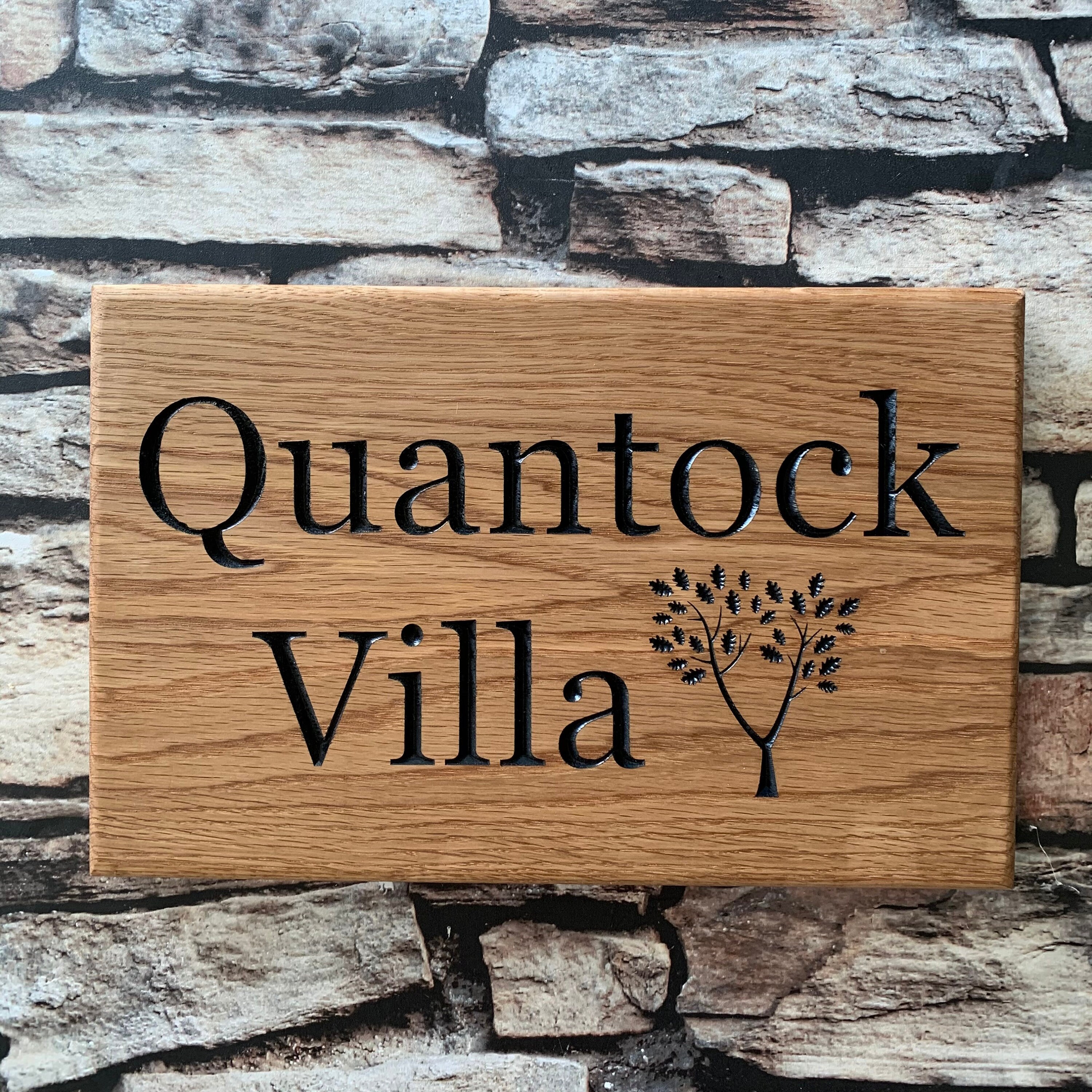 Personalised Solid Oak Deep Engraved House Name Plaque | Etsy