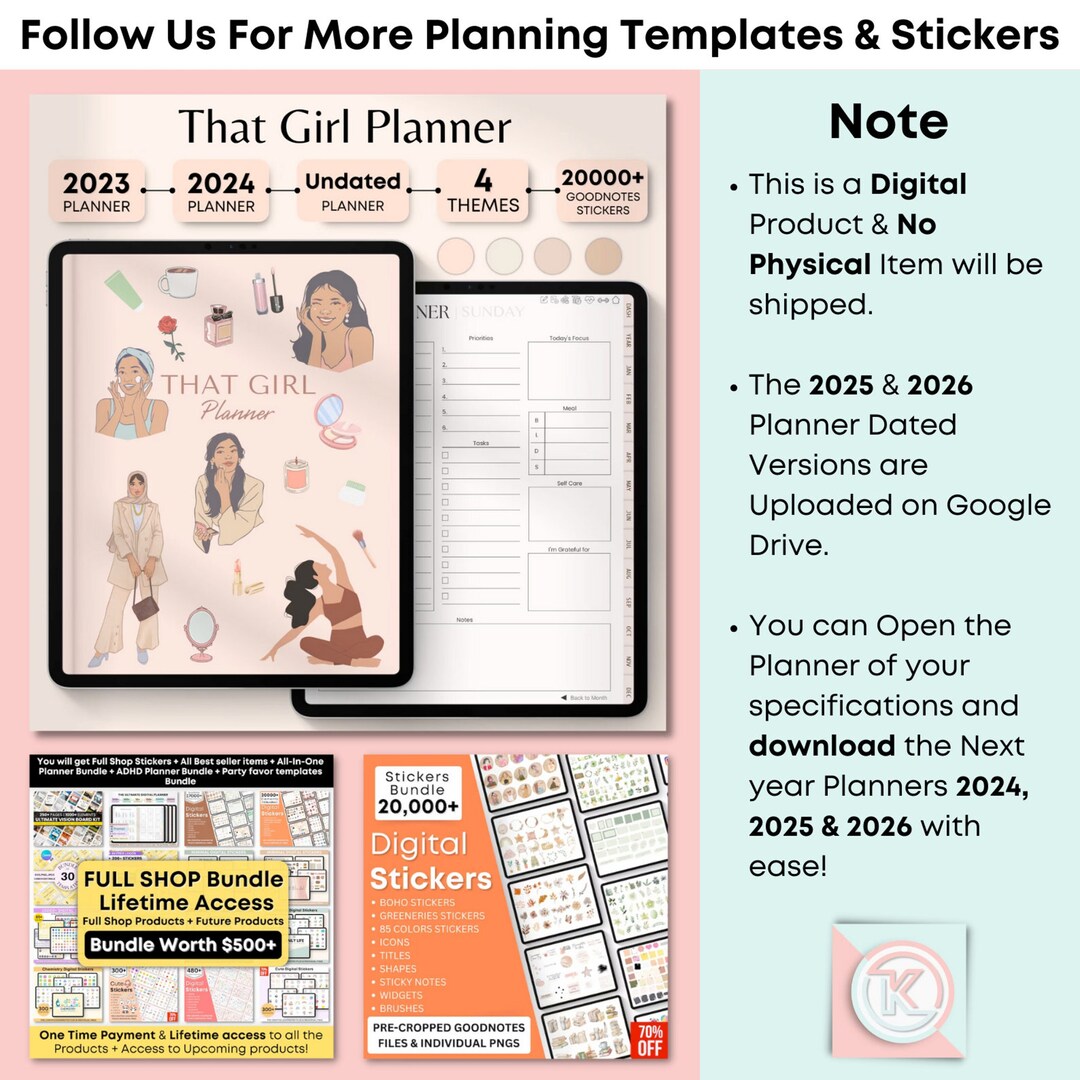 Versatile Digital Planner Bundle: 2024, 2025, 2026, Undated Planners ...
