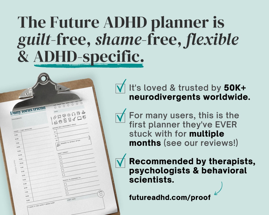 Science-based Printable Planner for Adult ADHD: Daily Organizer ...