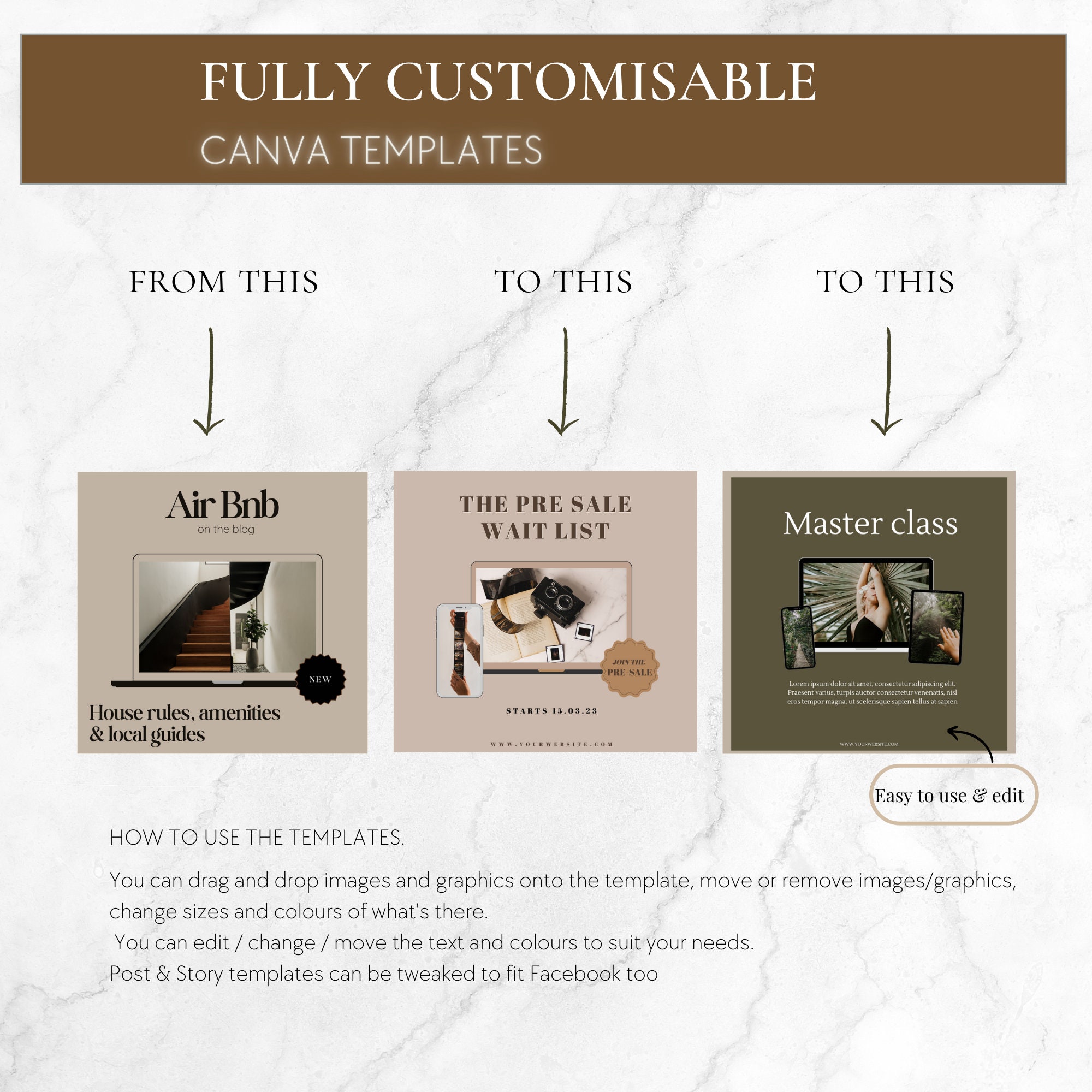 106 Neutral Templates INSTANT DOWNLOAD Social Media Canva Template ...