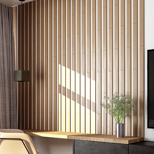 Oak Wooden Wall Slats Wide Size 3D Wall Panels Wooden - Etsy