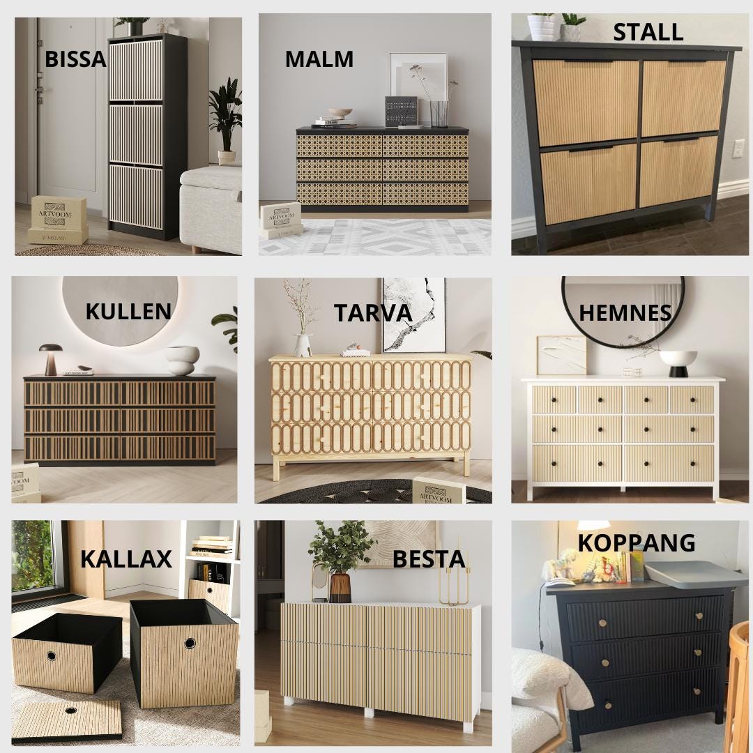 Wooden Furniture Drawer Overlays for Ikea Malm, Ikea Besta, Ikea Hemnes ...