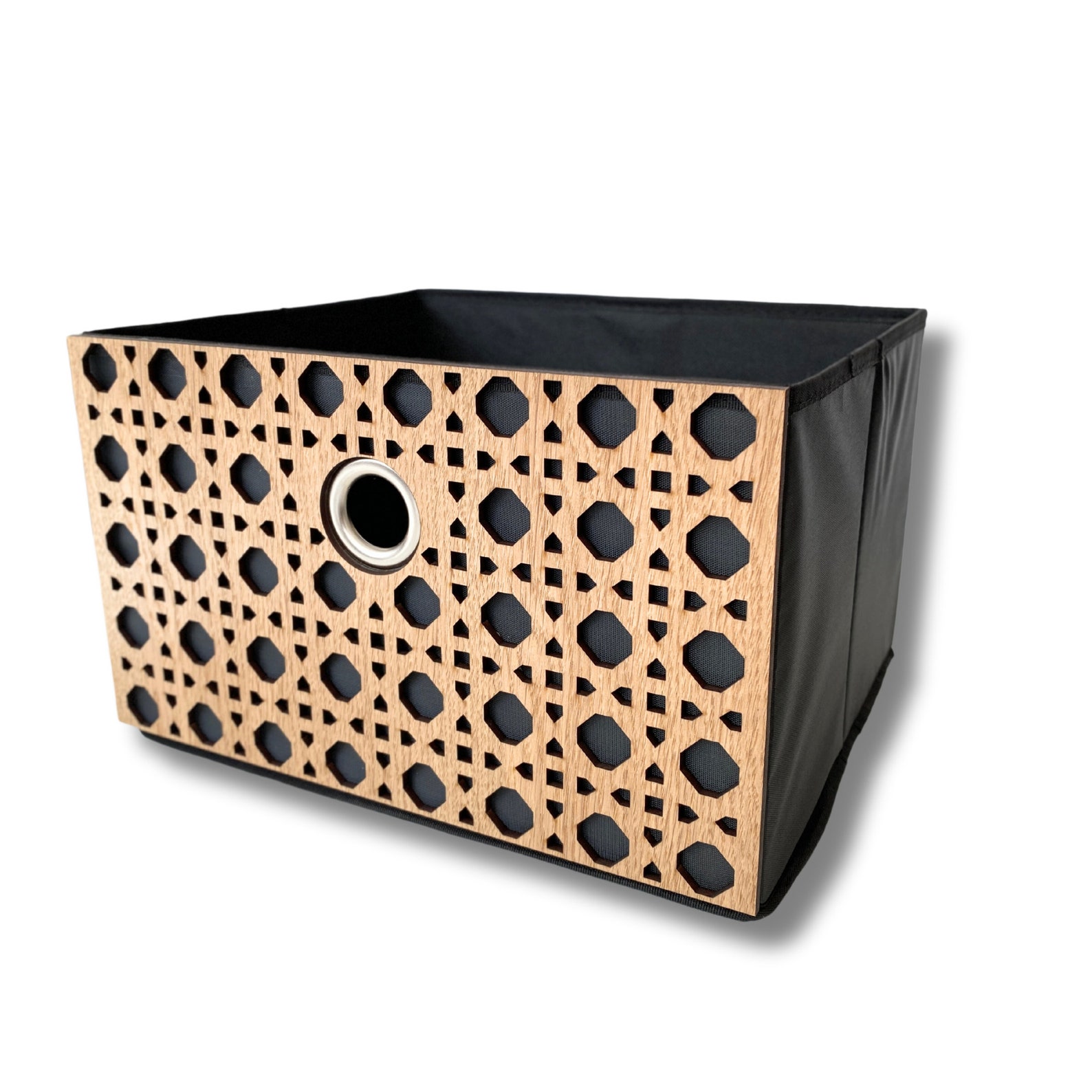 Storage Basket With Wooden Slatted Overlay, Kallax Shelf Insert, Ikea ...