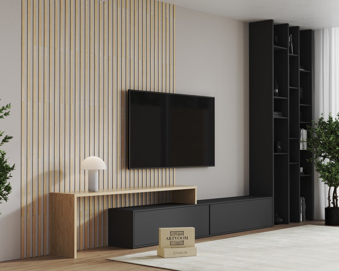 Oak Wooden Wall Slats Narrow Size - 3D Wall Panels - Wooden Slats ...