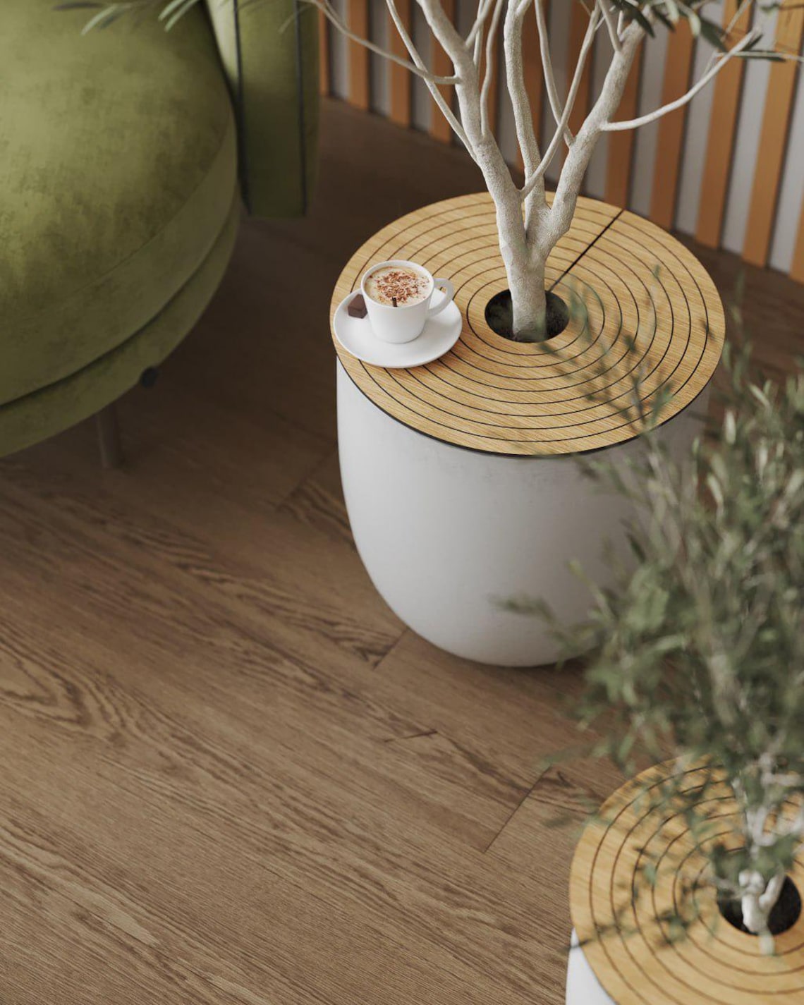 Original Plant Pot Cover, Wood Mulch Ring of Oak Veneer for Plant Pots ...