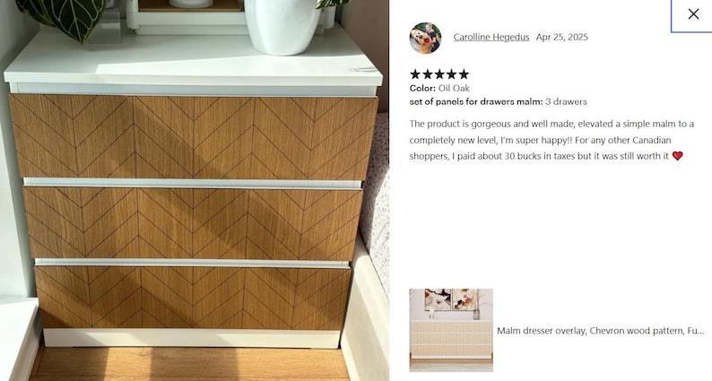 Malm Dresser Overlay, Chevron Wood Pattern, Furniture Drawer Wooden ...
