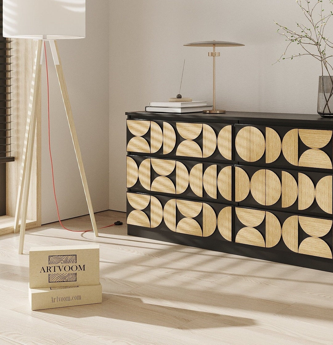 Half Circle Wood Overlays, Furniture Overlays for Ikea Malm Dresser and ...
