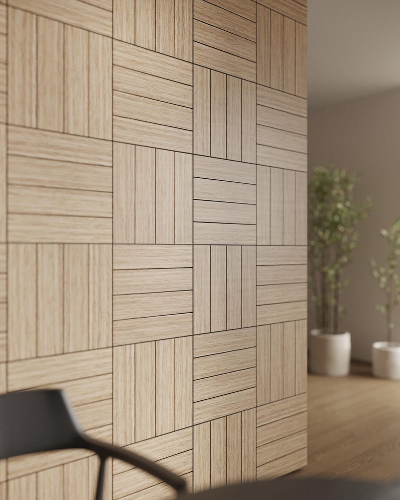 Modern Square Wooden Panels, 6 Squares per Box, Geometric Wood Tile ...