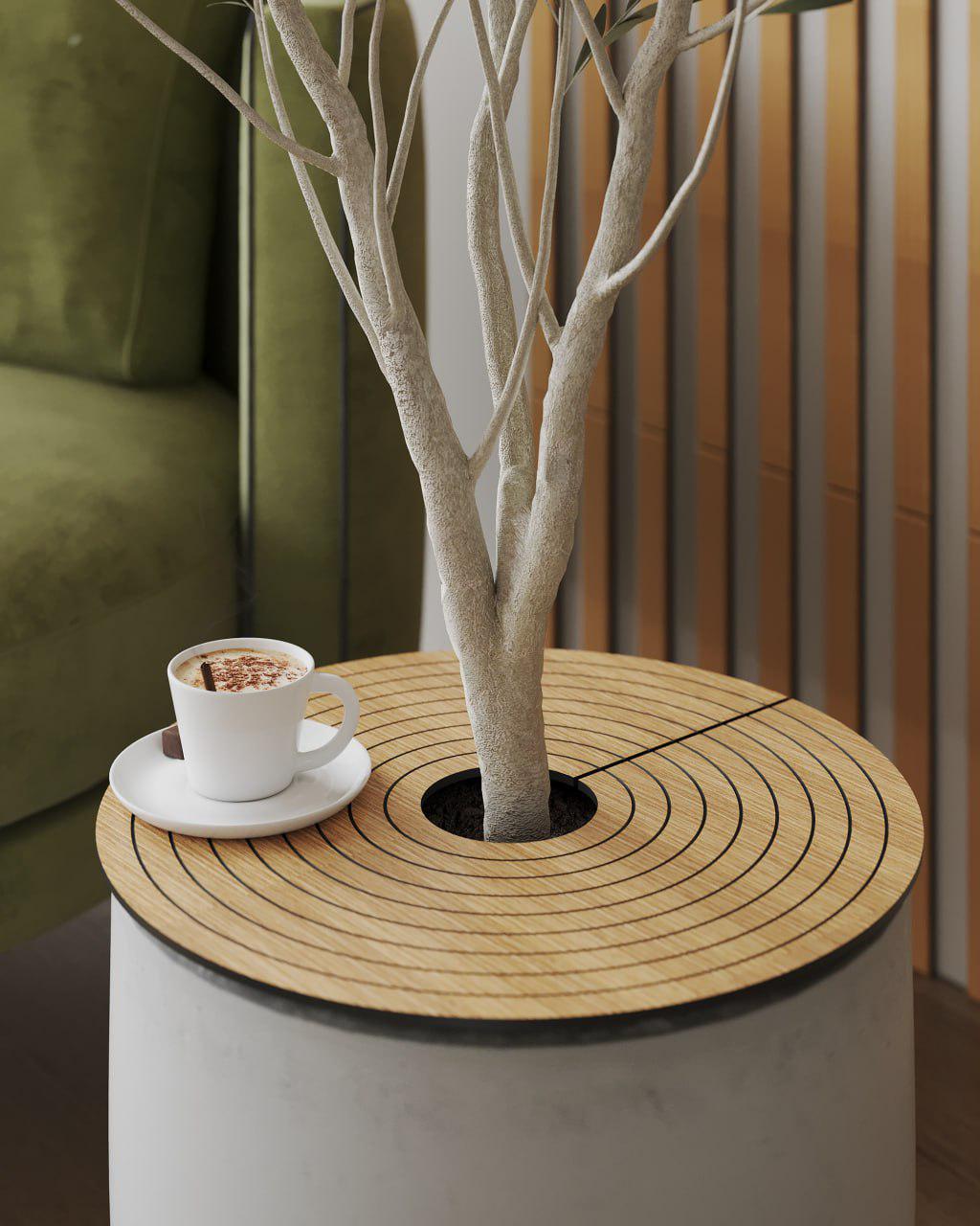 Plant Pot Cover, Wood Mulch Ring of Oak Veneer for Plant Pots Art ...