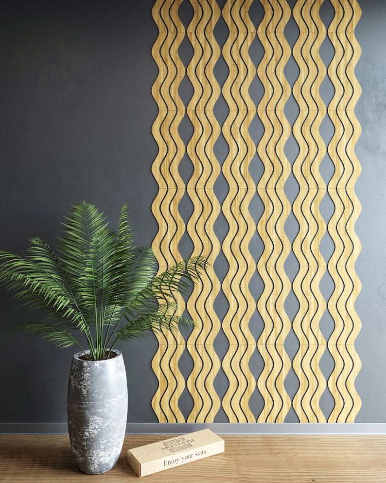 Wave wall decor, wooden wall panel, 3d wave pattern, wood wall design ...