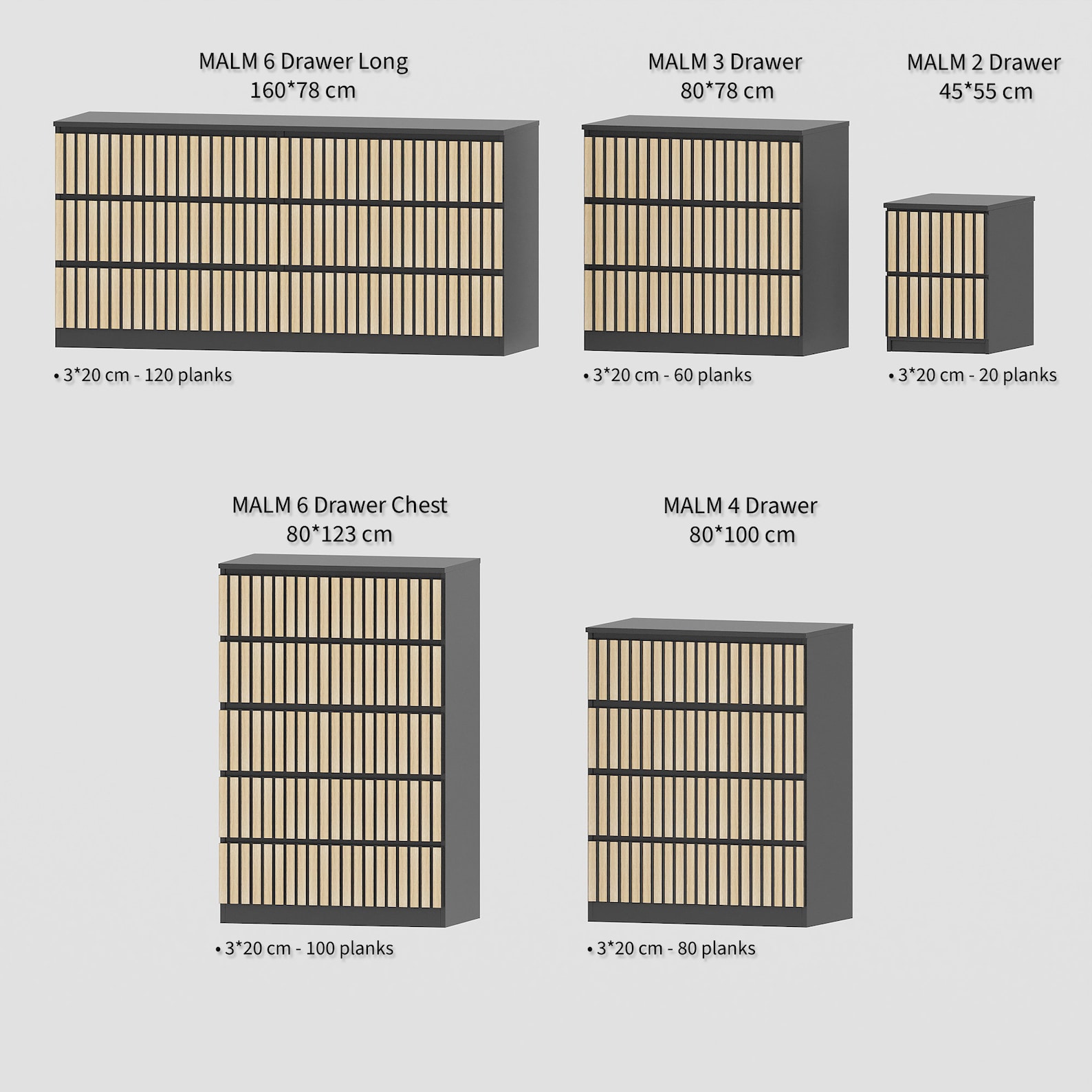 Furniture Drawer Overlay, Slat Wall Panel,set of Decorative Wooden ...
