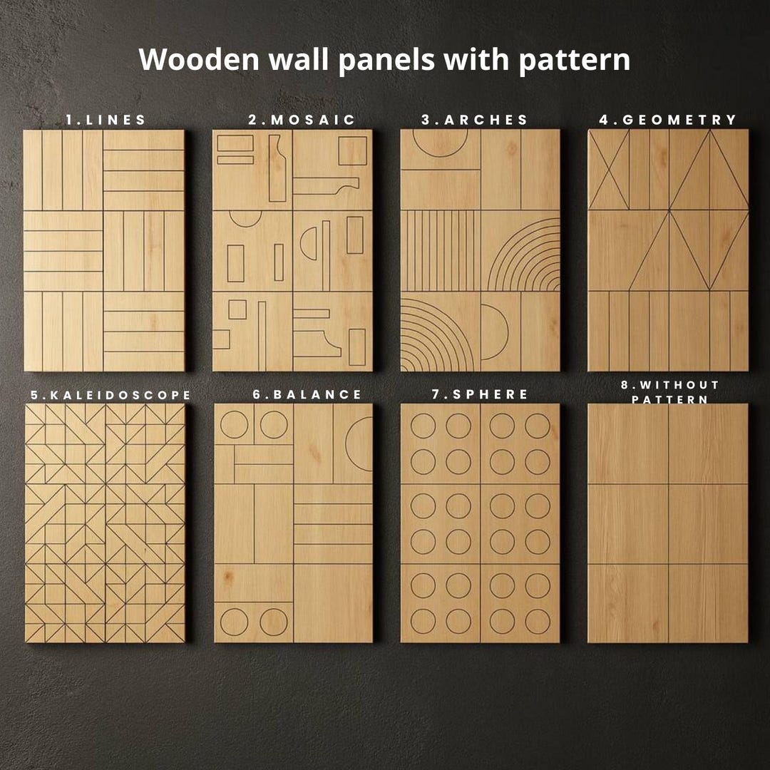 Modern Square Wooden Panels, 6 Squares per Box, Geometric Wood Tile ...