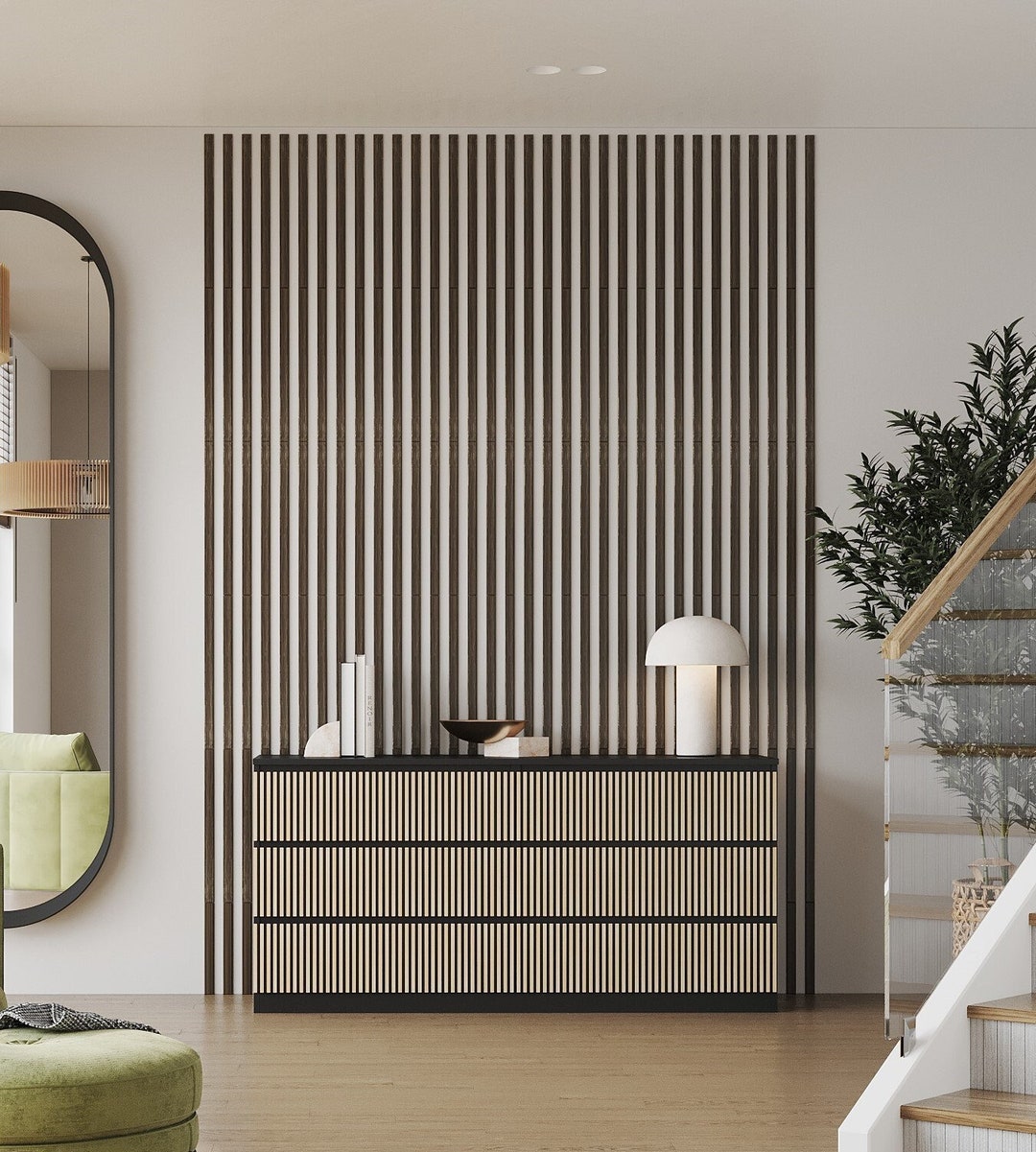 Wood Wall Panel, Slat Wall Panel, Wall Partition, Room Divide, Wood ...