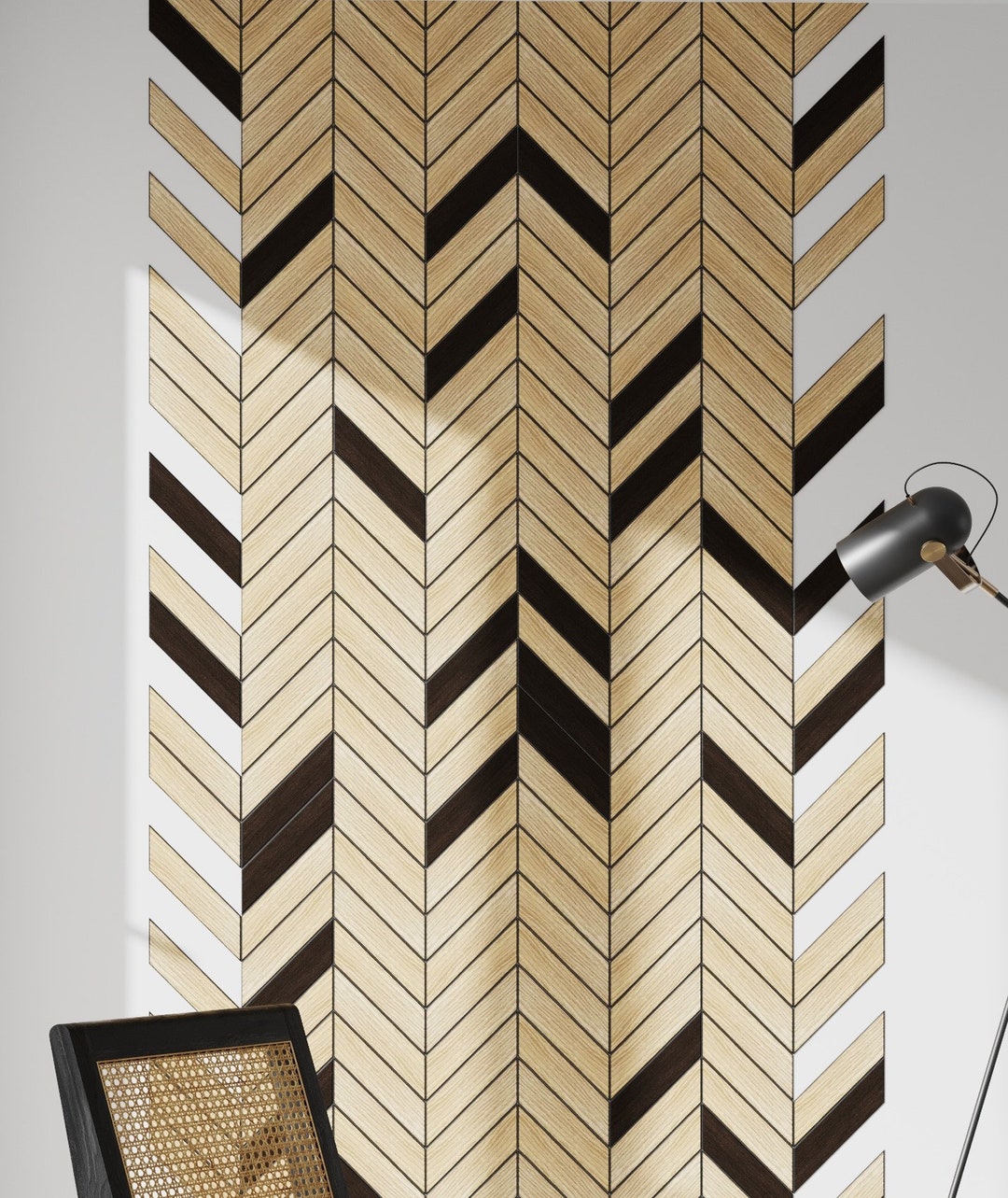 Chevron Wood Panel, Stained Wood Chevron, Herringbone Wood Planks,wood ...