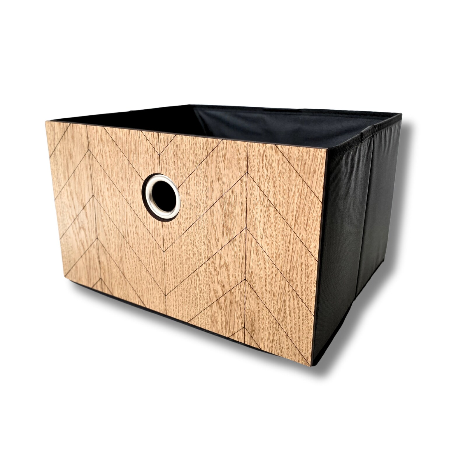 Storage Basket With Wooden Slatted Overlay, Kallax Shelf Insert, Ikea ...