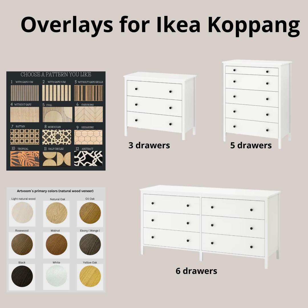 Ikea Koppang Dresser Overlay Wooden Decorating Overlays Ikea Koppang Sticker Koppang Kit Dresser Applique Furniture Decals Etsy