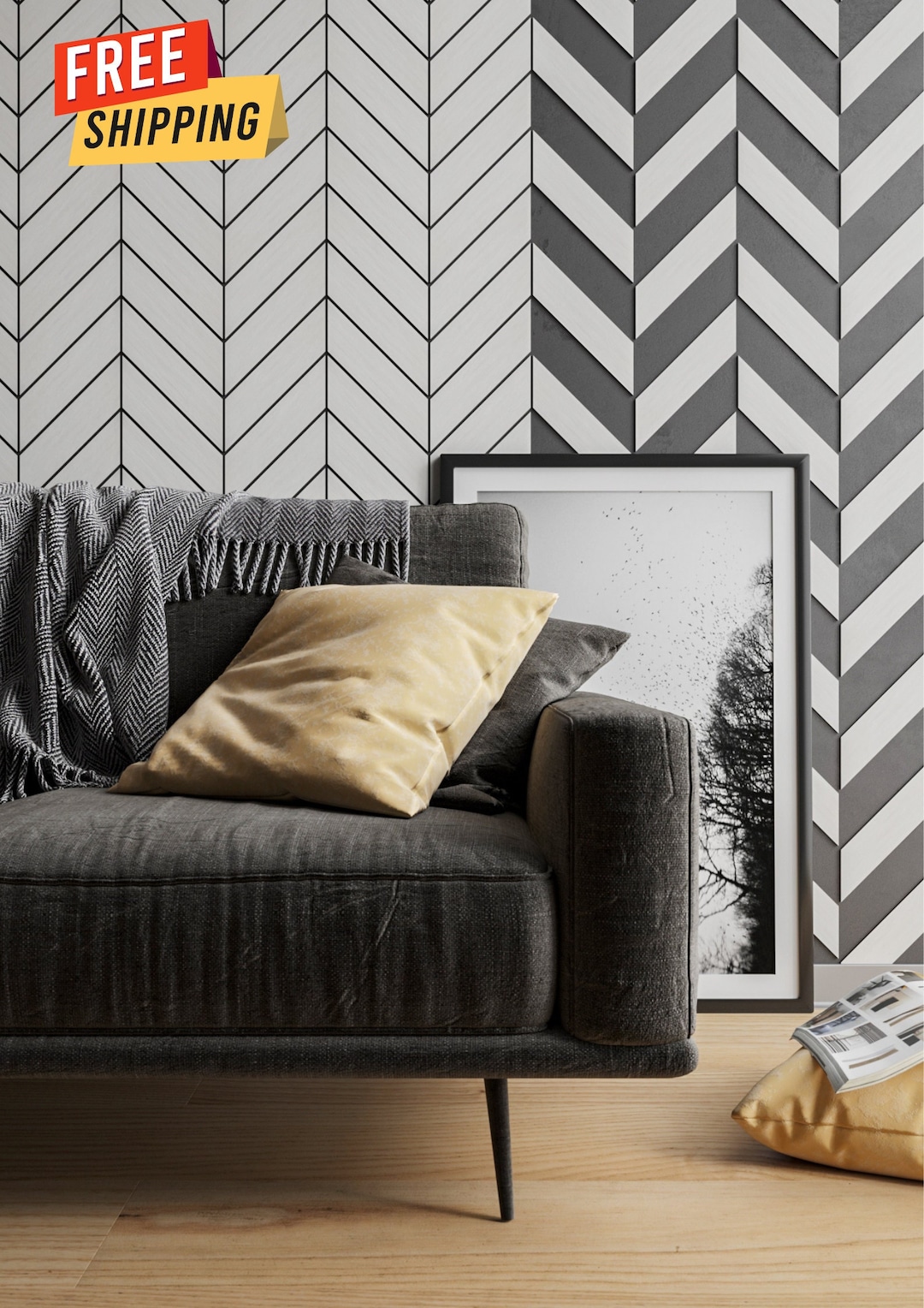 Herringbone Panels, Wood Wall Panel, Wall Decor, Herringbone Pattern ...