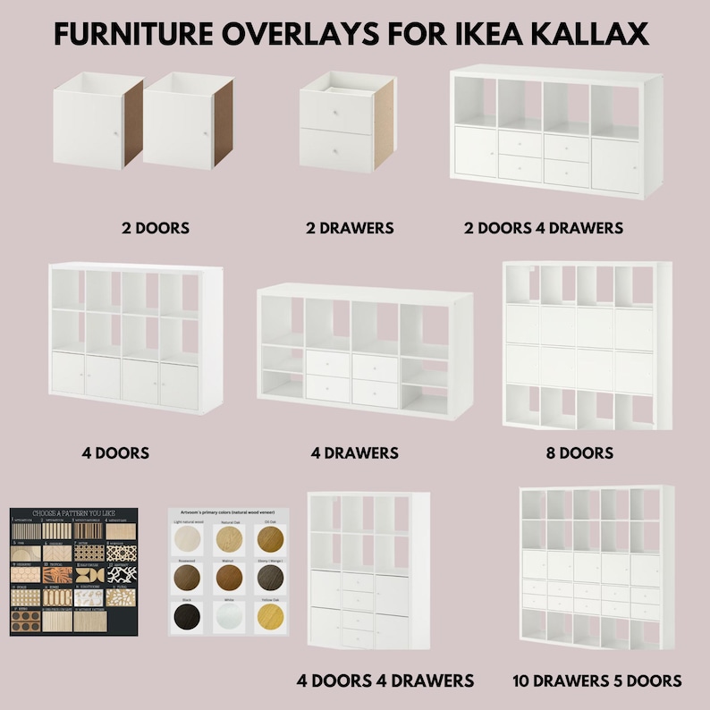 Panels for Kallax Shelf Unit, Furniture Overlay, Wooden Sticker for ...