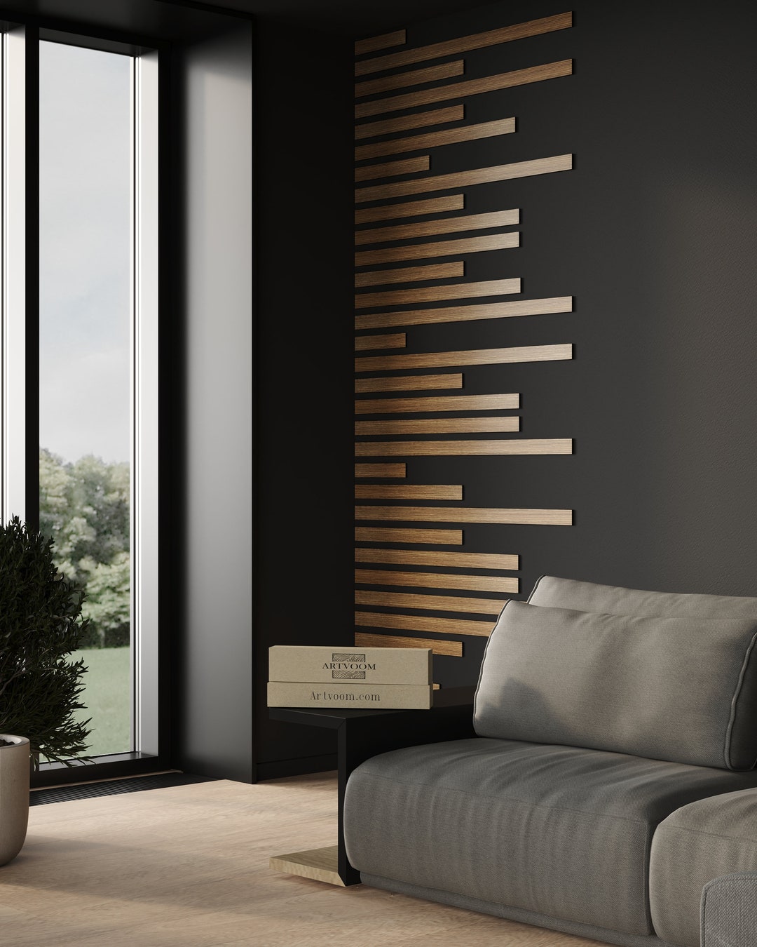 Set of Wooden Slats Wall Panels, Home Accents, Wall Panel Kit ...