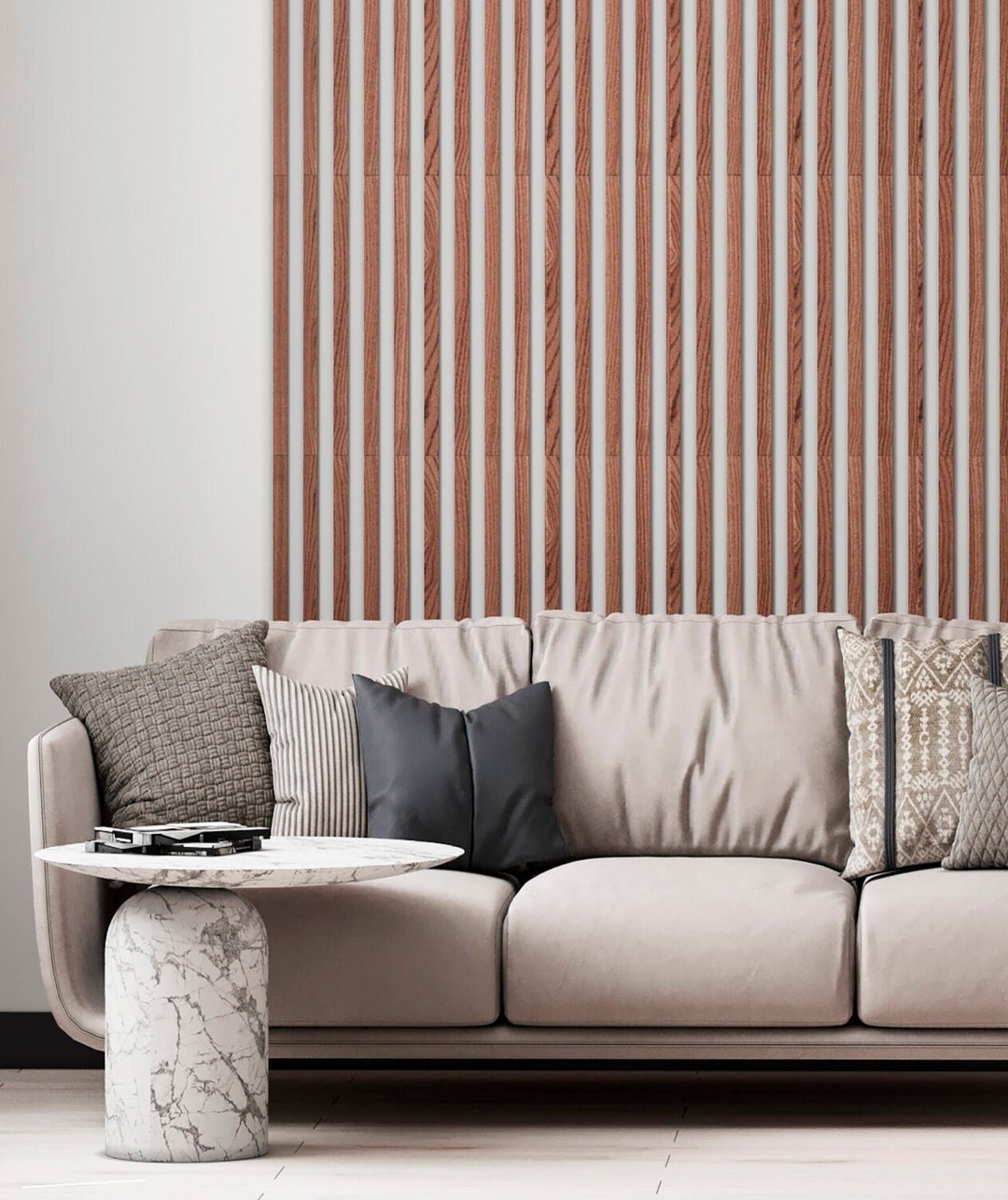 Wood Slat Wall Decor- Walnut Wall Panelling- Narrow Size - Accent Wall ...