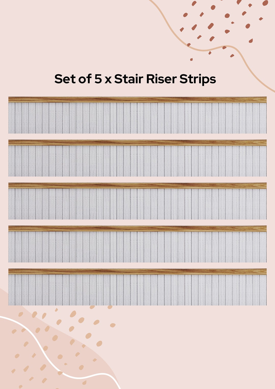 Set of 5 Steps, Stair Riser Wood Decals, Self-adhesive Stair Riser ...
