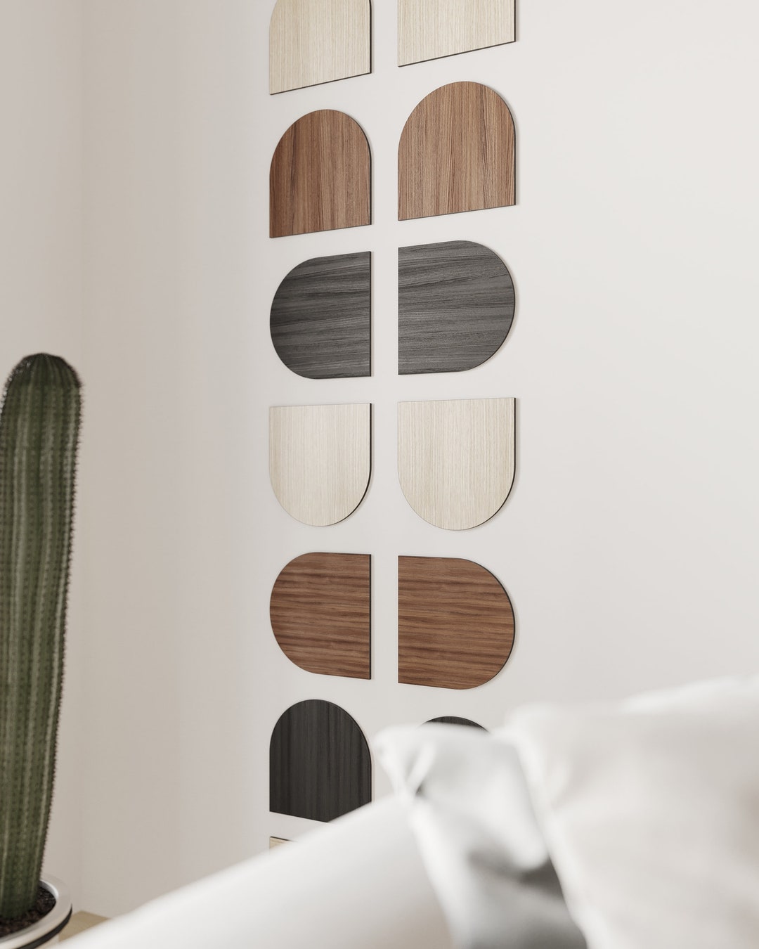 Wooden Half Circle Decals, Wall Panels, Abstract Wall Decor, Shape Wall ...