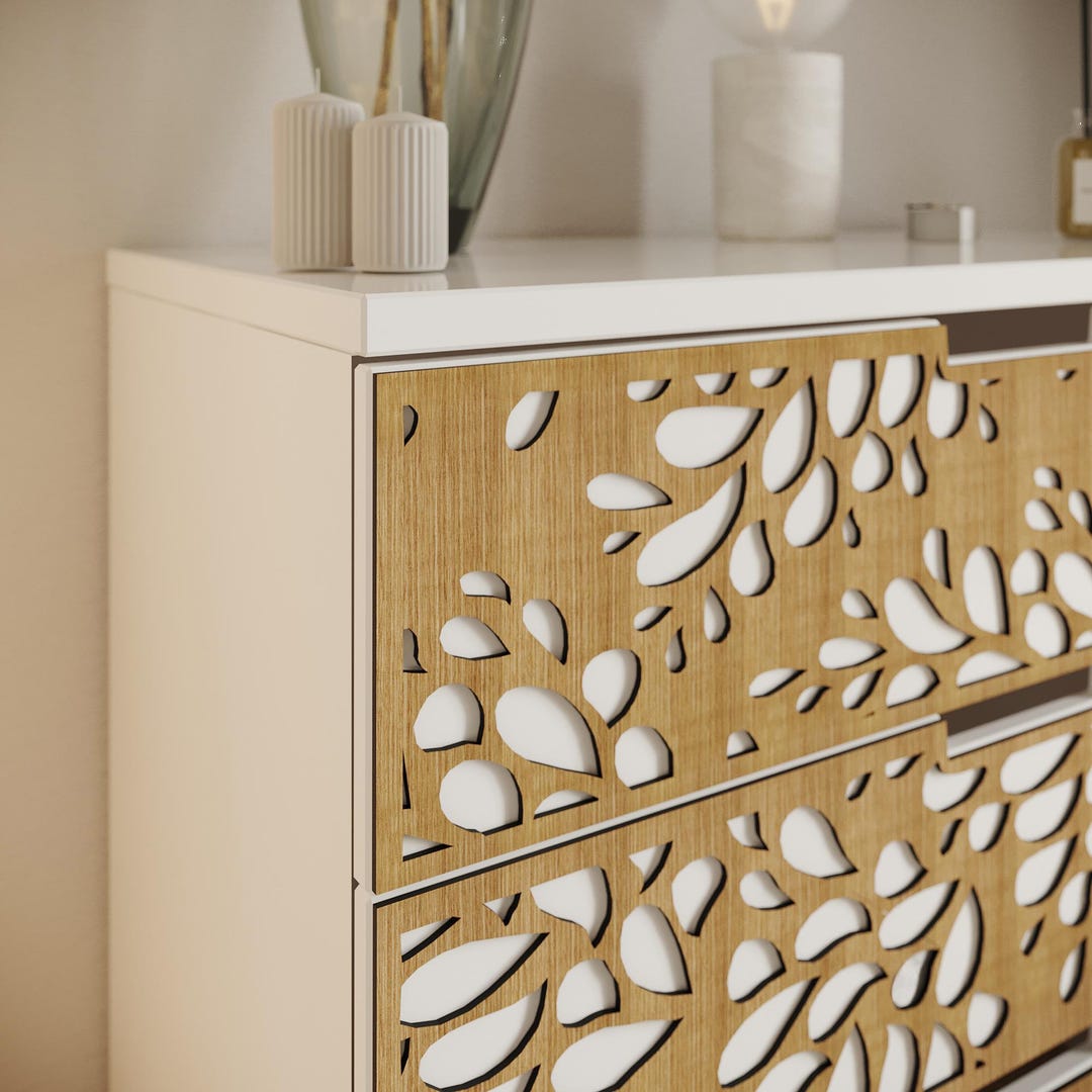 Ikea Nordli Dresser Overlay, Furniture Floral Wooden Stickers, Nordli ...