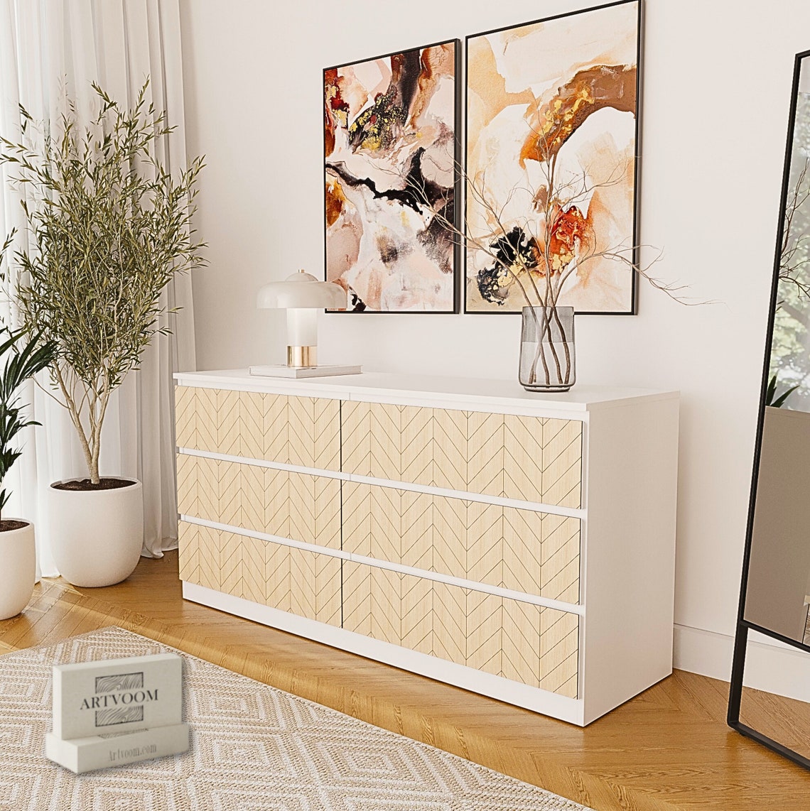 Malm Dresser Overlay, Chevron Wood Pattern, Furniture Drawer Wooden ...