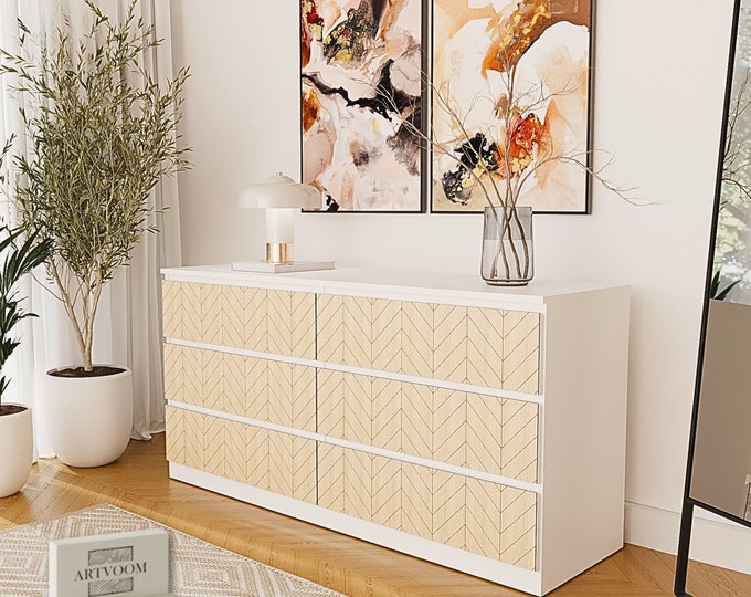 Ikea Malm Decal \ Green and Golden Leaves \ Dresser Sticker \ Removable ...